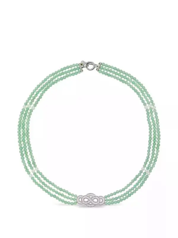Shanghai Tang Fortune Infinite Knot Jade Necklace - Silver