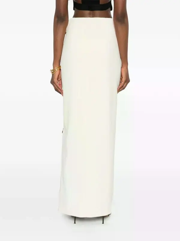 Elisabetta Franchi Crêpe Skirt With Jewel Zip Detail - Neutrals