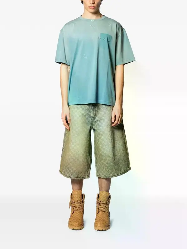 MISBHV Patterned Denim Wide Leg Shorts