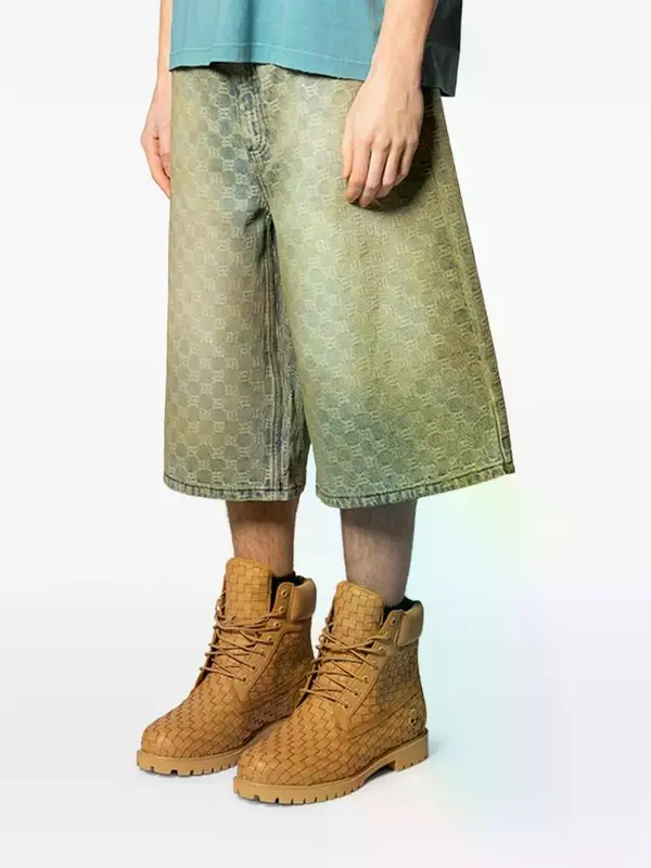 MISBHV Patterned Denim Wide Leg Shorts