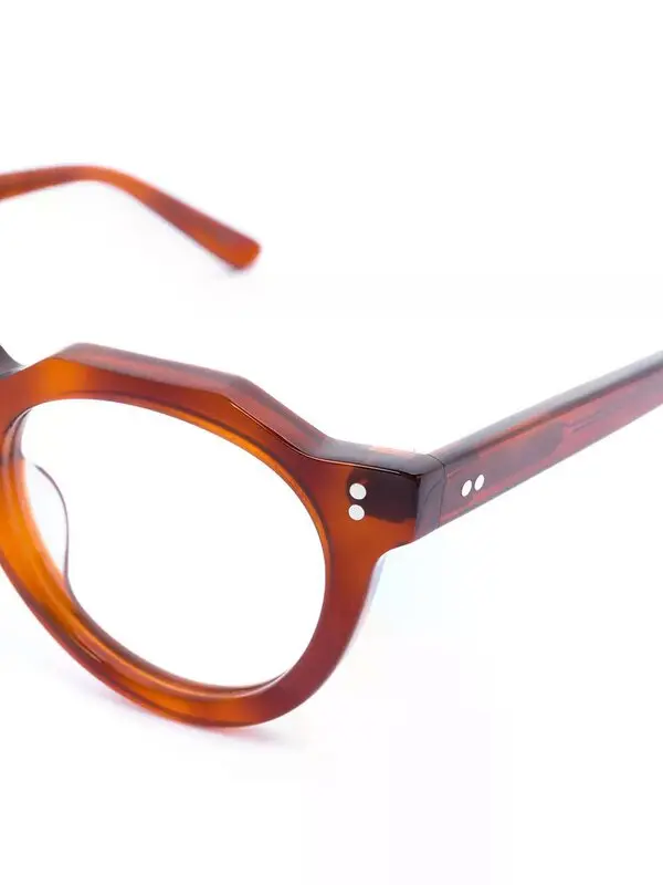 LESCA Round Frame Glasses - Brown