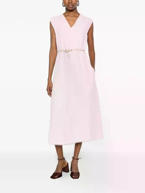 Fabiana Filippi V-neck Belted A-line Dress - Pink