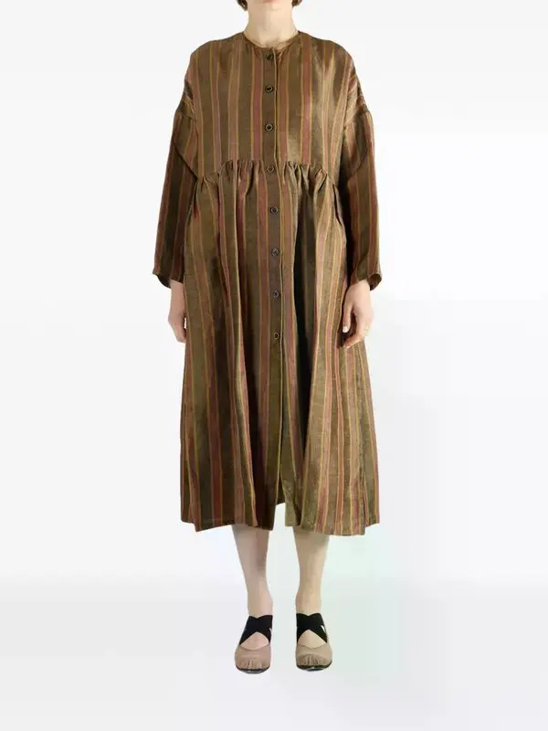UMA WANG Striped Buttoned Midi Dress