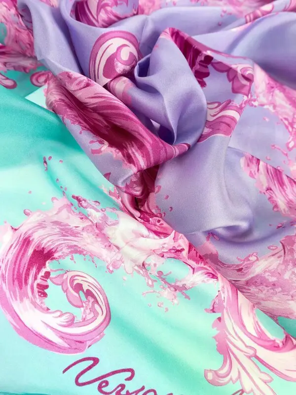 Versace Floral Silk Scarf - Blue