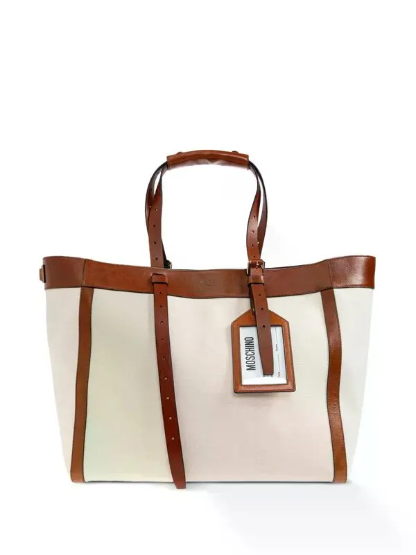 Moschino Trimmed Tag Tote - Neutrals