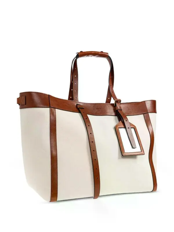 Moschino Trimmed Tag Tote - Neutrals