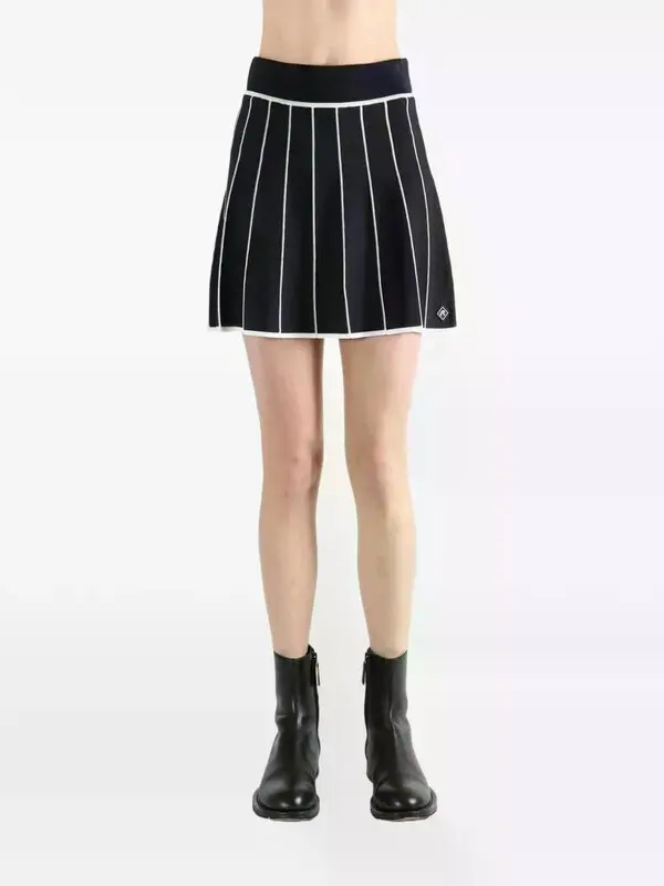 MALBON Striped Pleated Mini Skirt