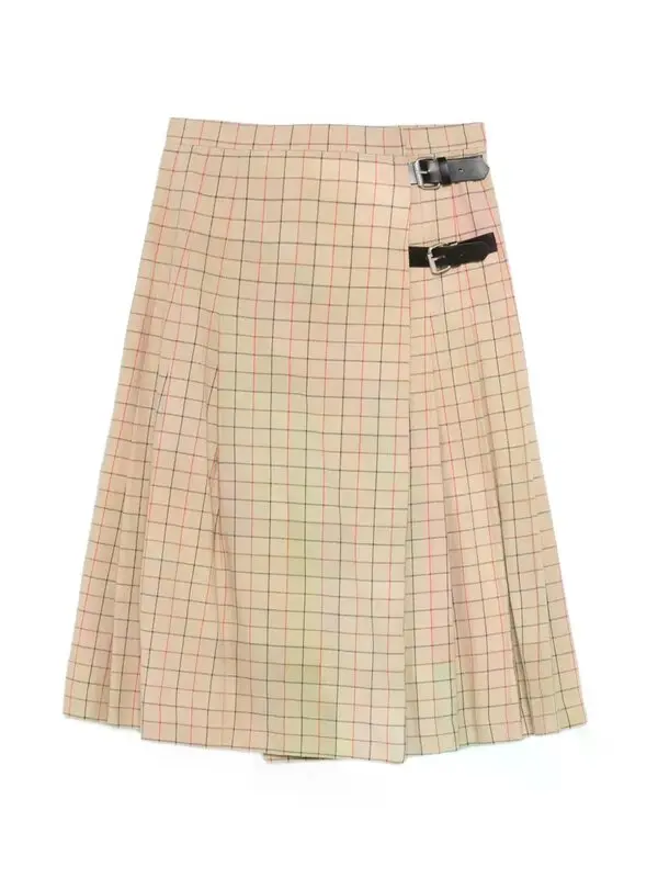 Barbour Hollington Buckle-fastening Tattersall Midi Skirt - Neutrals