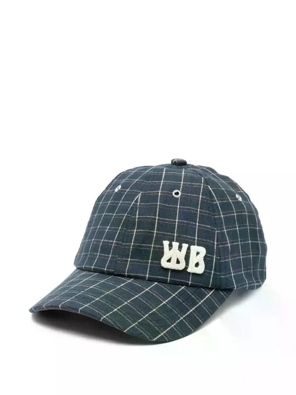 WALES BONNER Checked Logo Baseball Cap - Blue