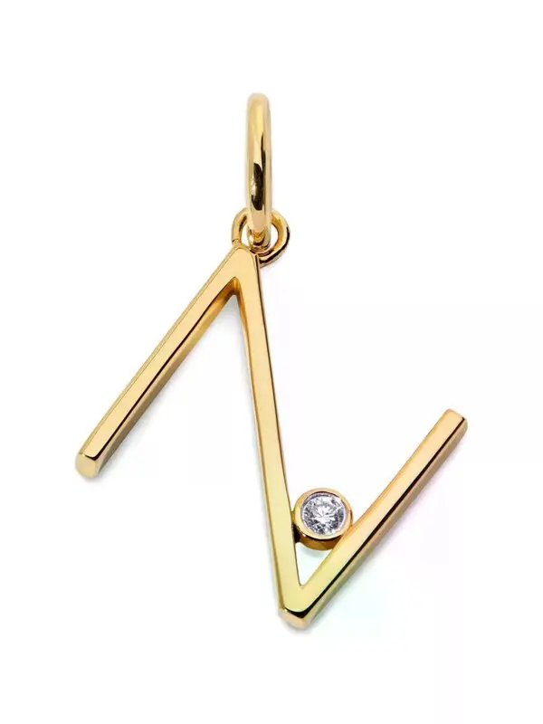 Monica Vinader Initial N Solitaire Diamond Pendant - Gold