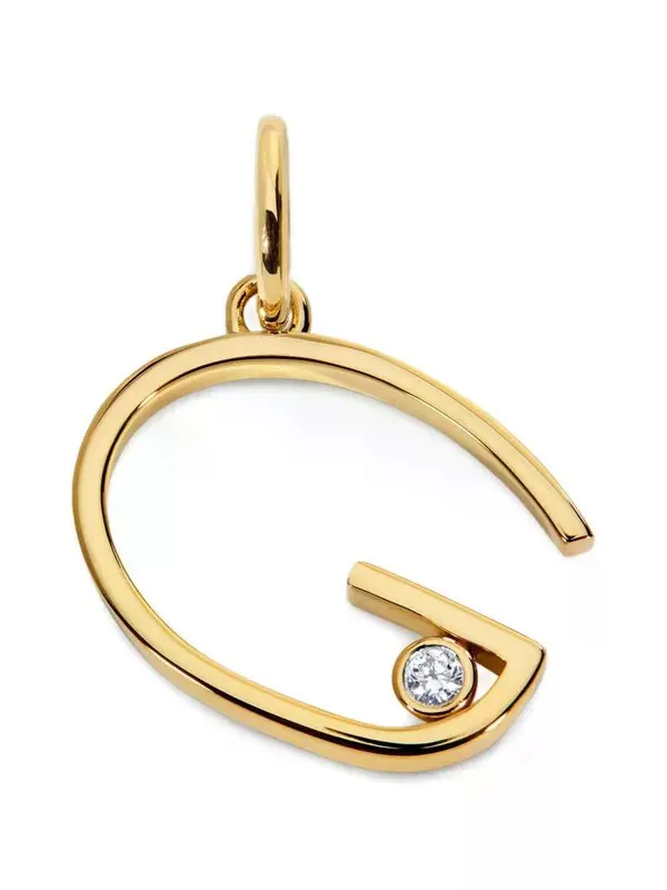 Monica Vinader Initial G Solitaire Diamond Pendant - Gold