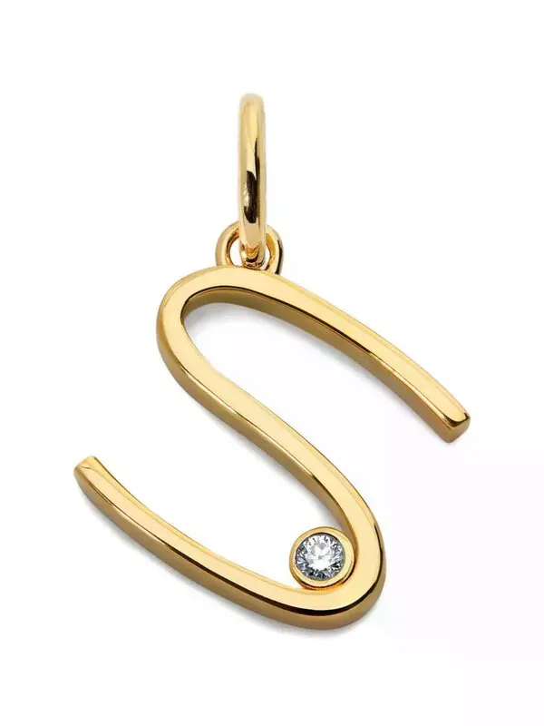 Monica Vinader Solitaire Diamond Initial Pendant - Gold
