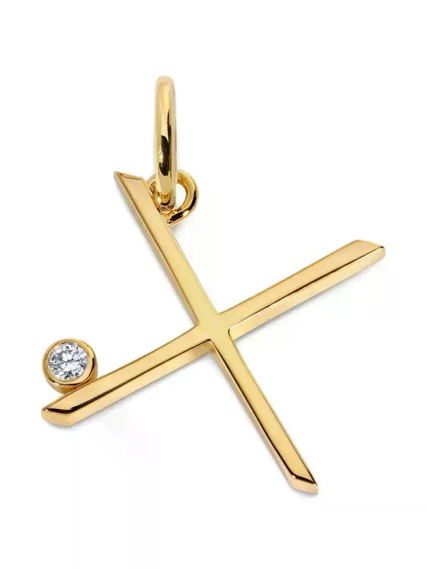 Monica Vinader Initial X Solitaire Diamond Pendant - Gold