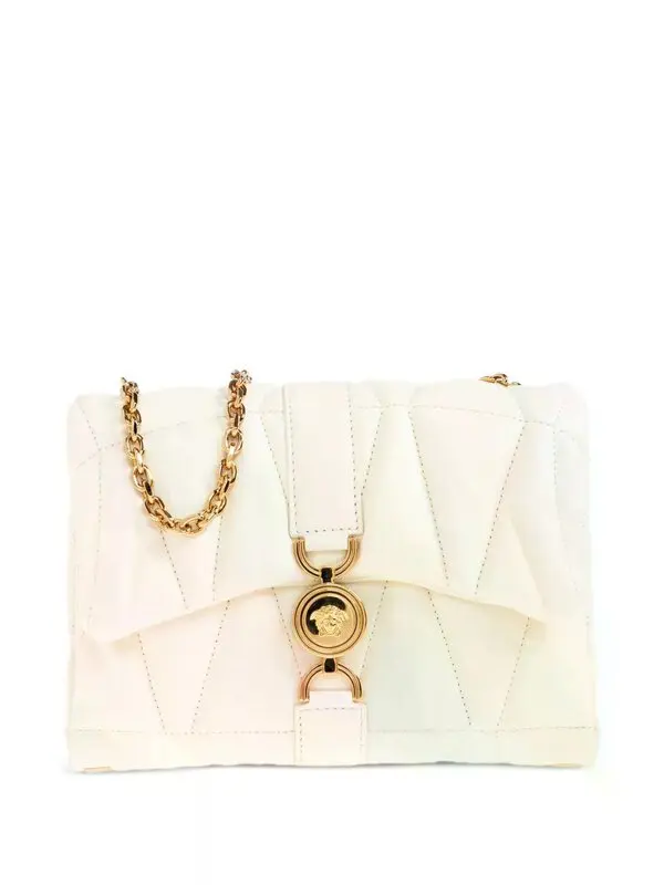 Versace Chain Leather Tote Bag - Neutrals