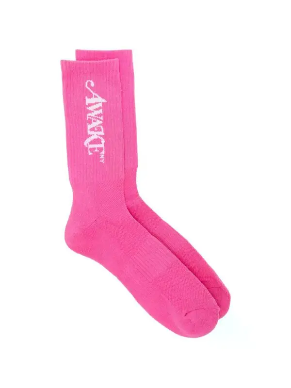 AWAKE NY Ribbed Logo Socks - Pink