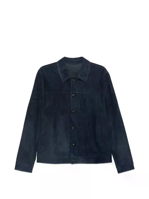 Eleventy Buttoned Suede Jacket - Blue