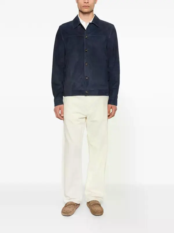 Eleventy Buttoned Suede Jacket - Blue