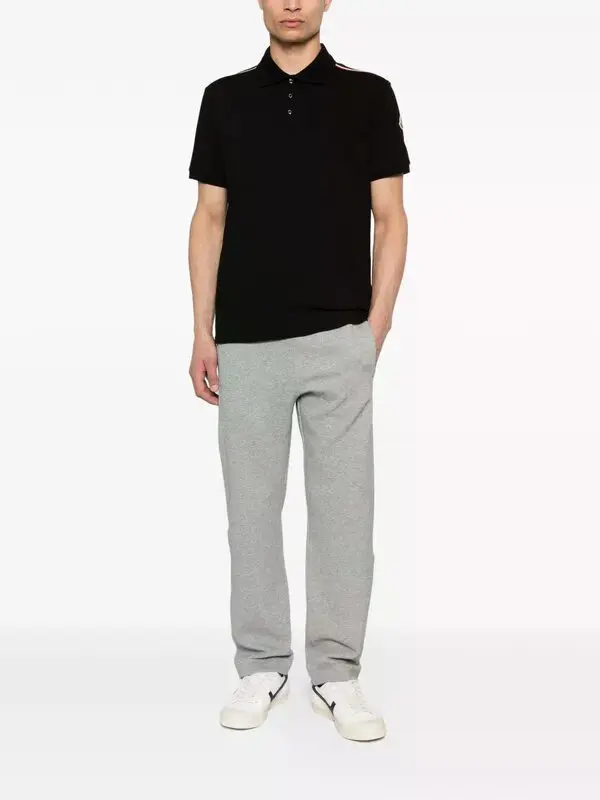 Moncler Stripe-detail Polo Shirt - Black