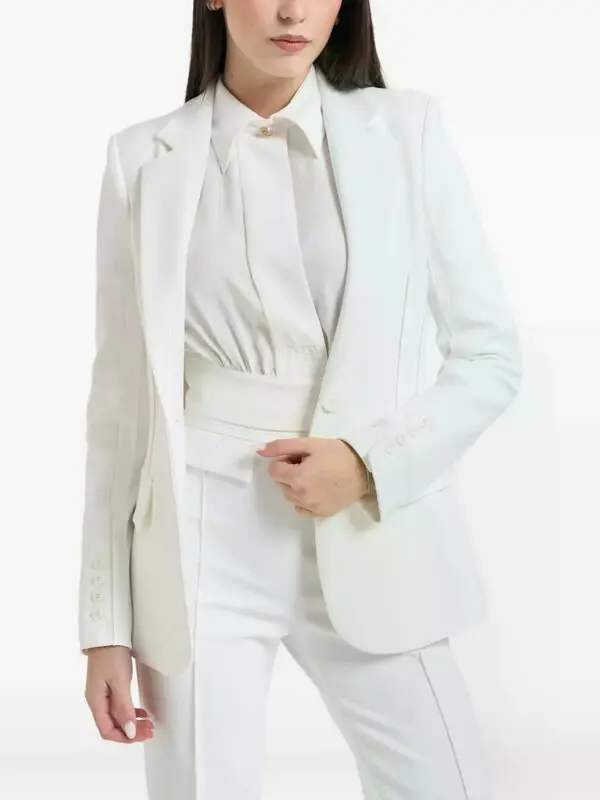 Elisabetta Franchi Notched Lapel Buttoned Blazer - White