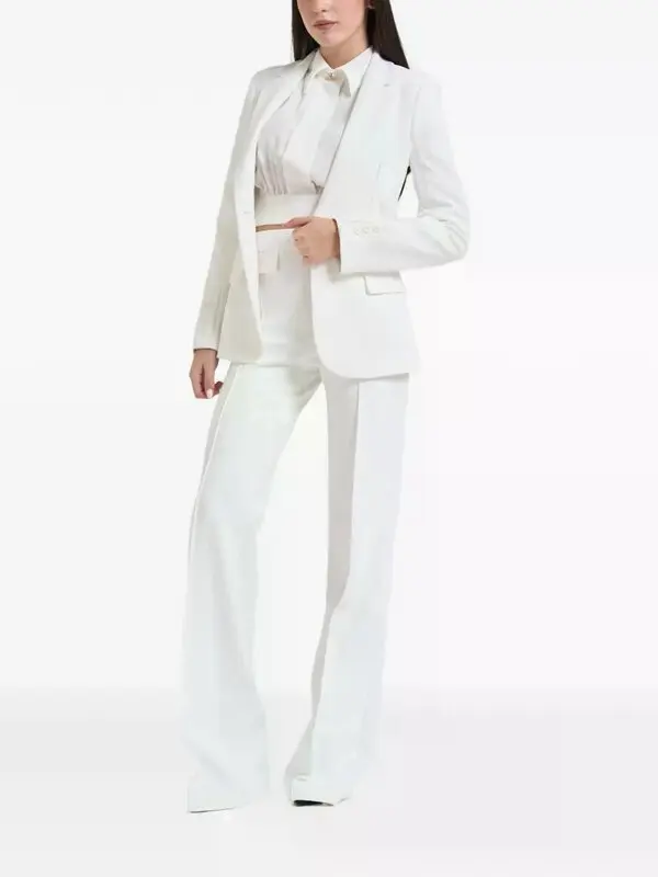 Elisabetta Franchi Notched Lapel Buttoned Blazer - White