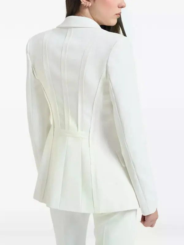 Elisabetta Franchi Notched Lapel Buttoned Blazer - White
