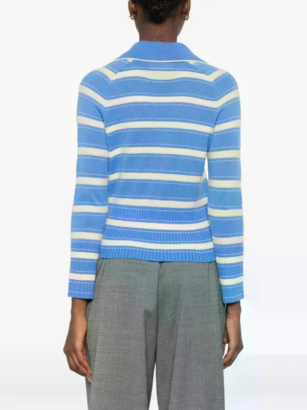 Guest In Residence Striped Button Detail Sweater - Blue