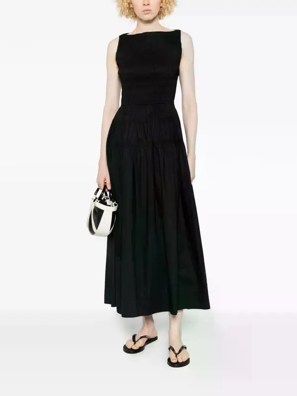 DÔEN Sleeveless Shirred Midi Dress