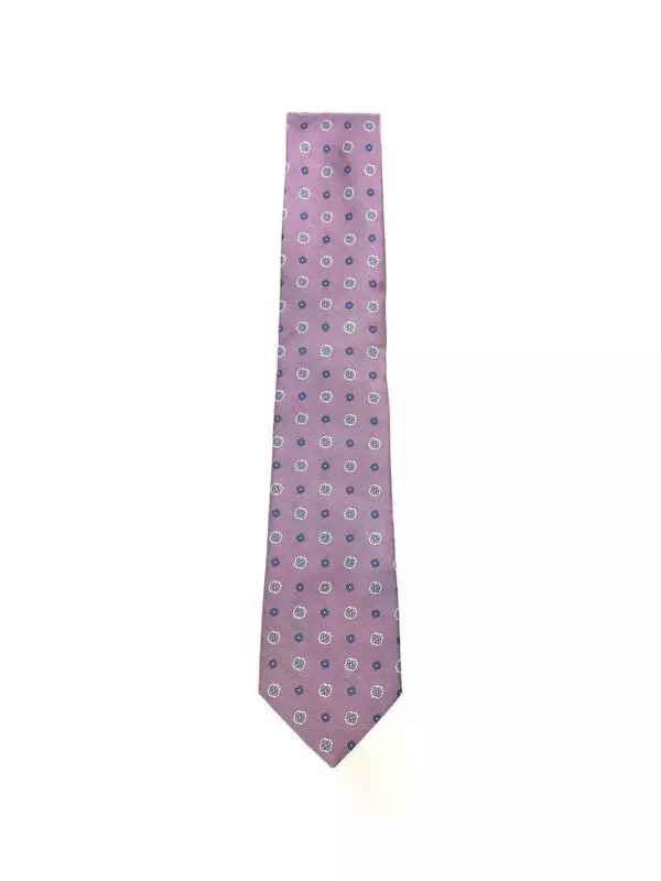 Canali Floral Print Neck Tie - Purple