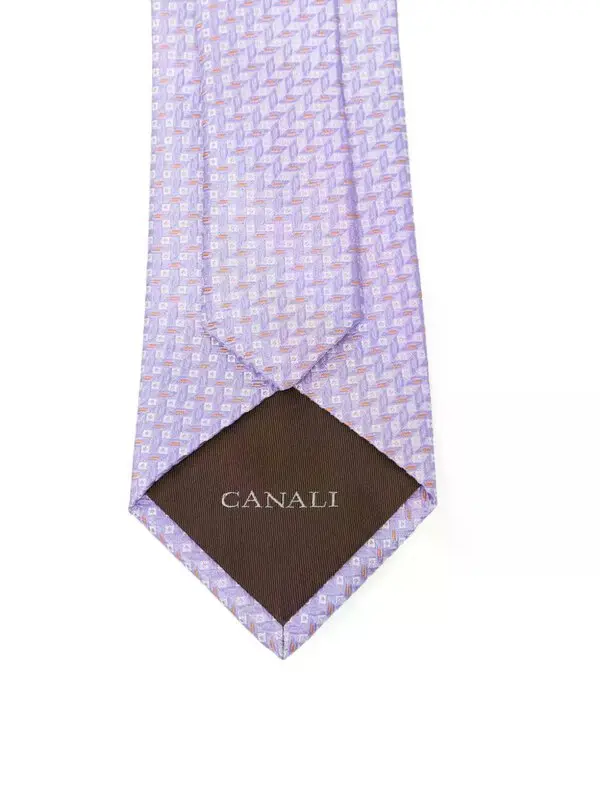 Canali Patterned Neck Tie - Purple
