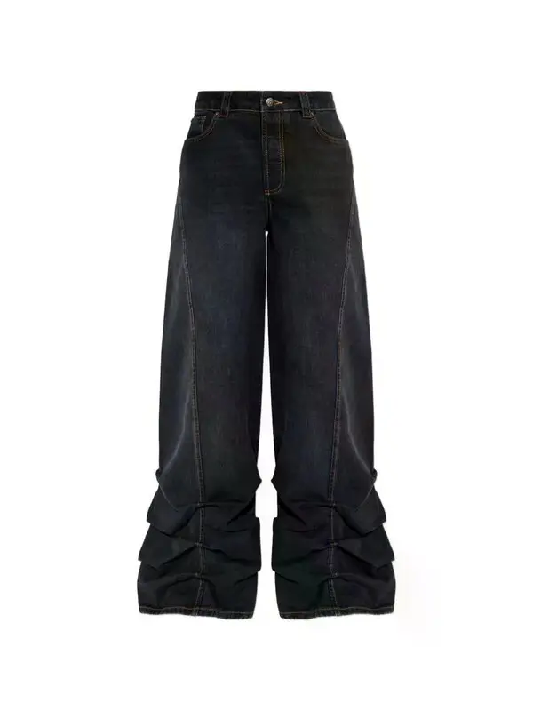 AVAVAV Straight Leg Jeans With Ruched Hem