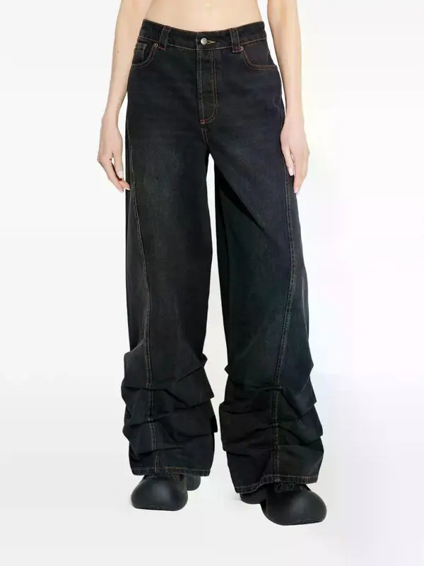 AVAVAV Straight Leg Jeans With Ruched Hem