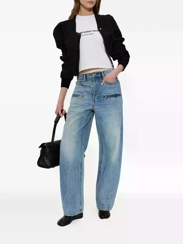 Alexander Wang Crystal Logo Cotton Baby Tee - Grey