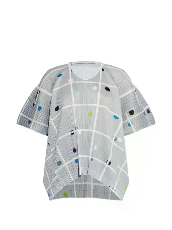 Issey Miyake Grid Pleated Blouse
