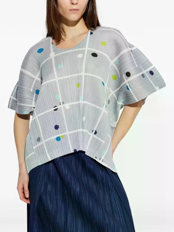 Issey Miyake Grid Pleated Blouse