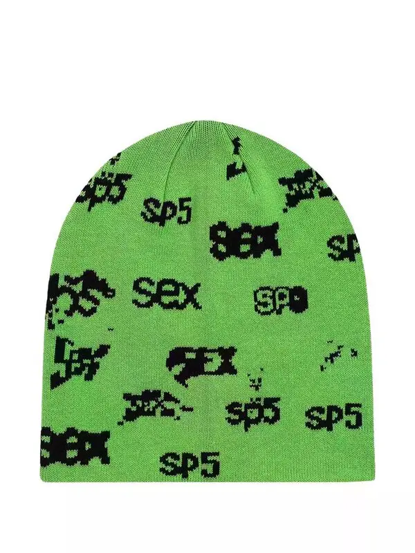 SP5DER Letter-print Beanie - Green