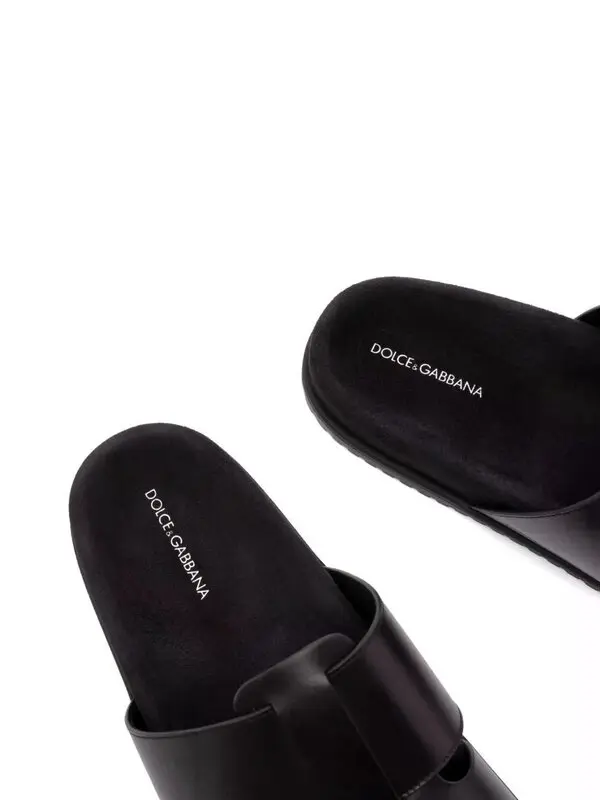 Dolce & Gabbana Leather Slip-on Sandals - Black