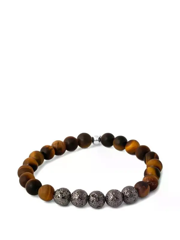 Tateossian Tiger Eye Beaded Bracelet - Silver