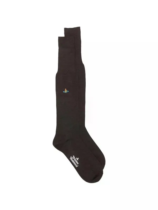 VIVIENNE WESTWOOD Orb Embroidered Socks - Brown