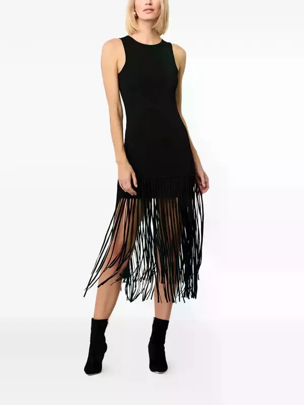 TOCCIN Margaux Fringe Knit Dress - Black