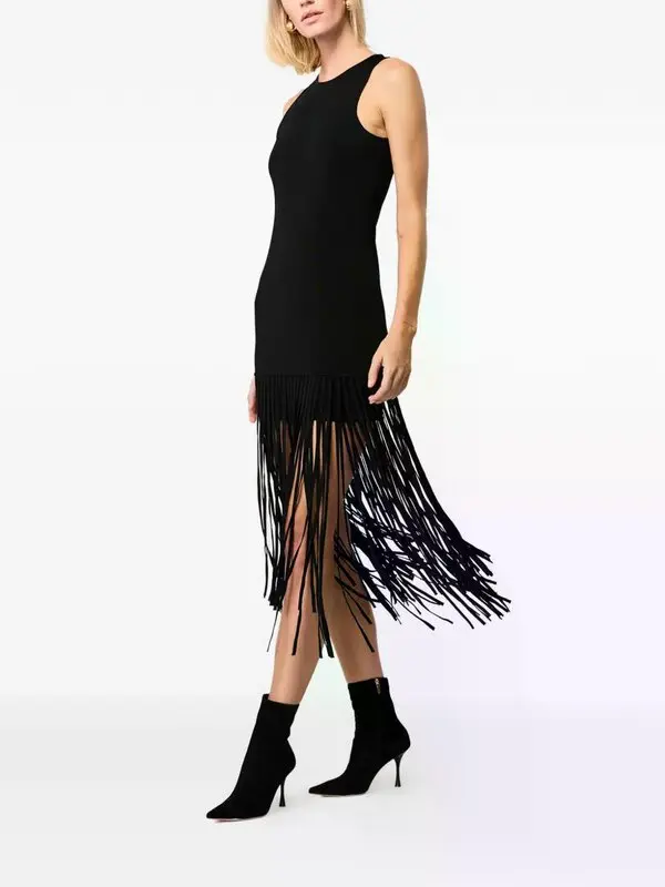 TOCCIN Margaux Fringe Knit Dress - Black