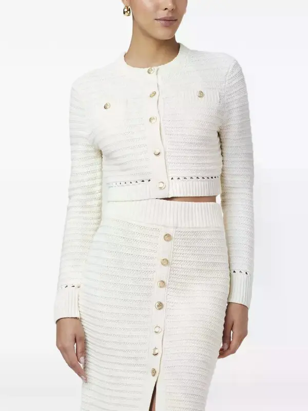 TOCCIN Miller Pointelle Button Cardigan - Neutrals