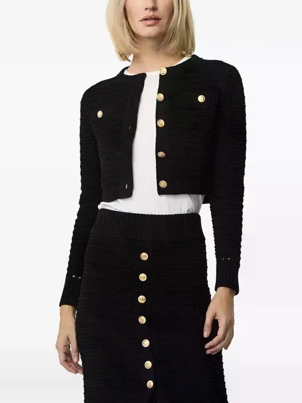 TOCCIN Miller Pointelle Cardigan - Black
