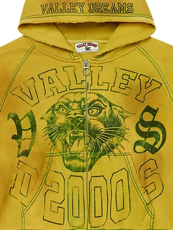 VALE FOREVER Graphic Print Zip-up Hoodie - Yellow