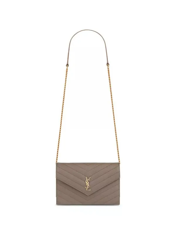 Saint Laurent Cassandre Chevron Cross Body Bag - Brown