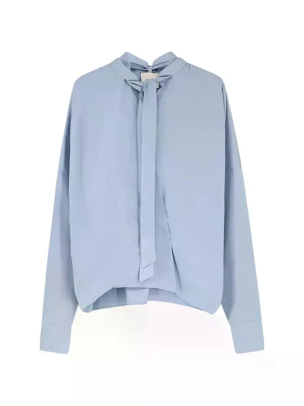 ALYSI Bow V-neck Shirt - Blue