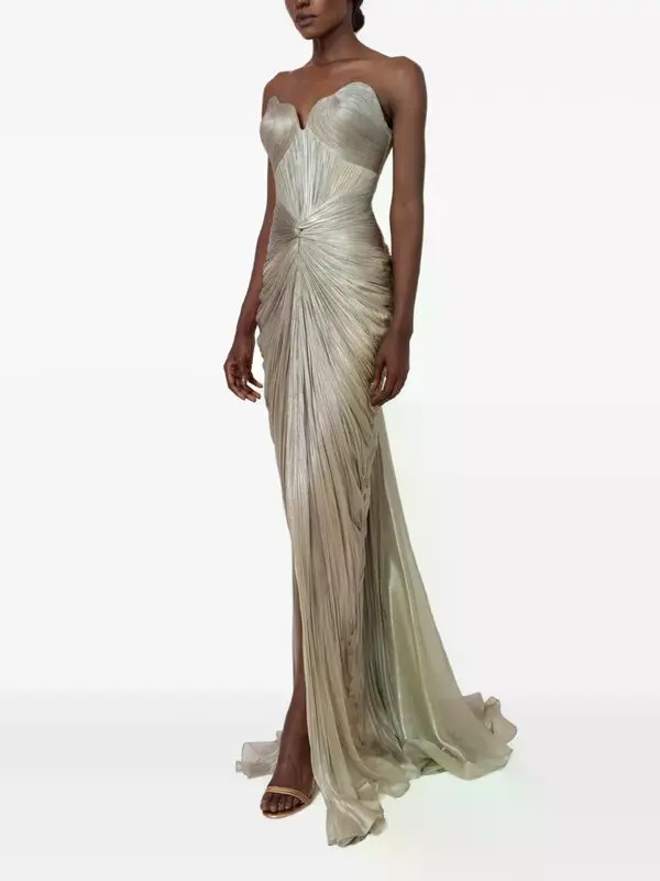 IRIS SERBAN Adelaine Strapless Maxi Dress - Silver