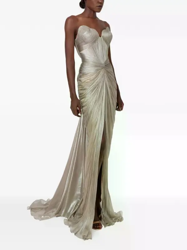 IRIS SERBAN Adelaine Strapless Maxi Dress - Silver