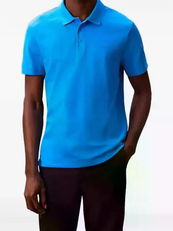 Calvin Klein Buttoned Short-sleeve Polo Shirt - Blue