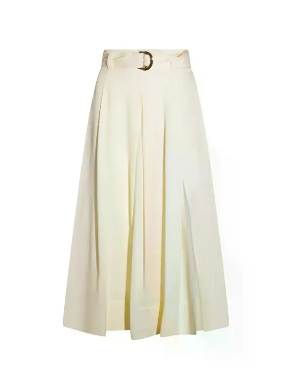 TWINSET Pleated Midi Skirt With Belt - Neutrals