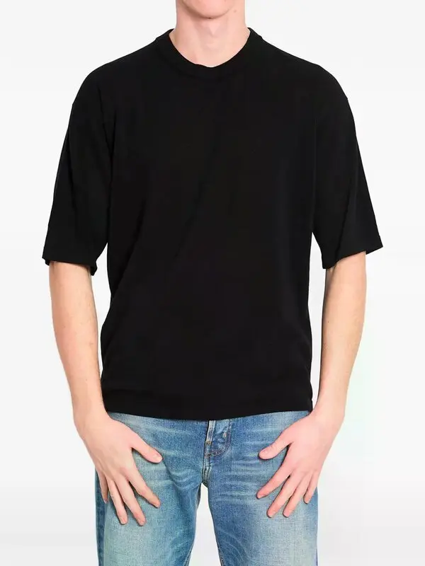 ROBERTO COLLINA Ribbed Crewneck T-shirt - Black